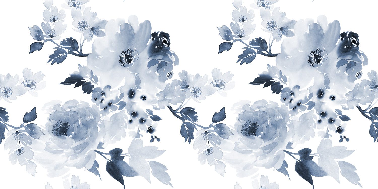 Blue Watercolour Floral Mural – YDS STUDIO