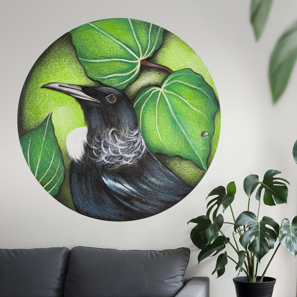 Tūī with Kawakawa wall decal - Verity Pattison – YDS STUDIO