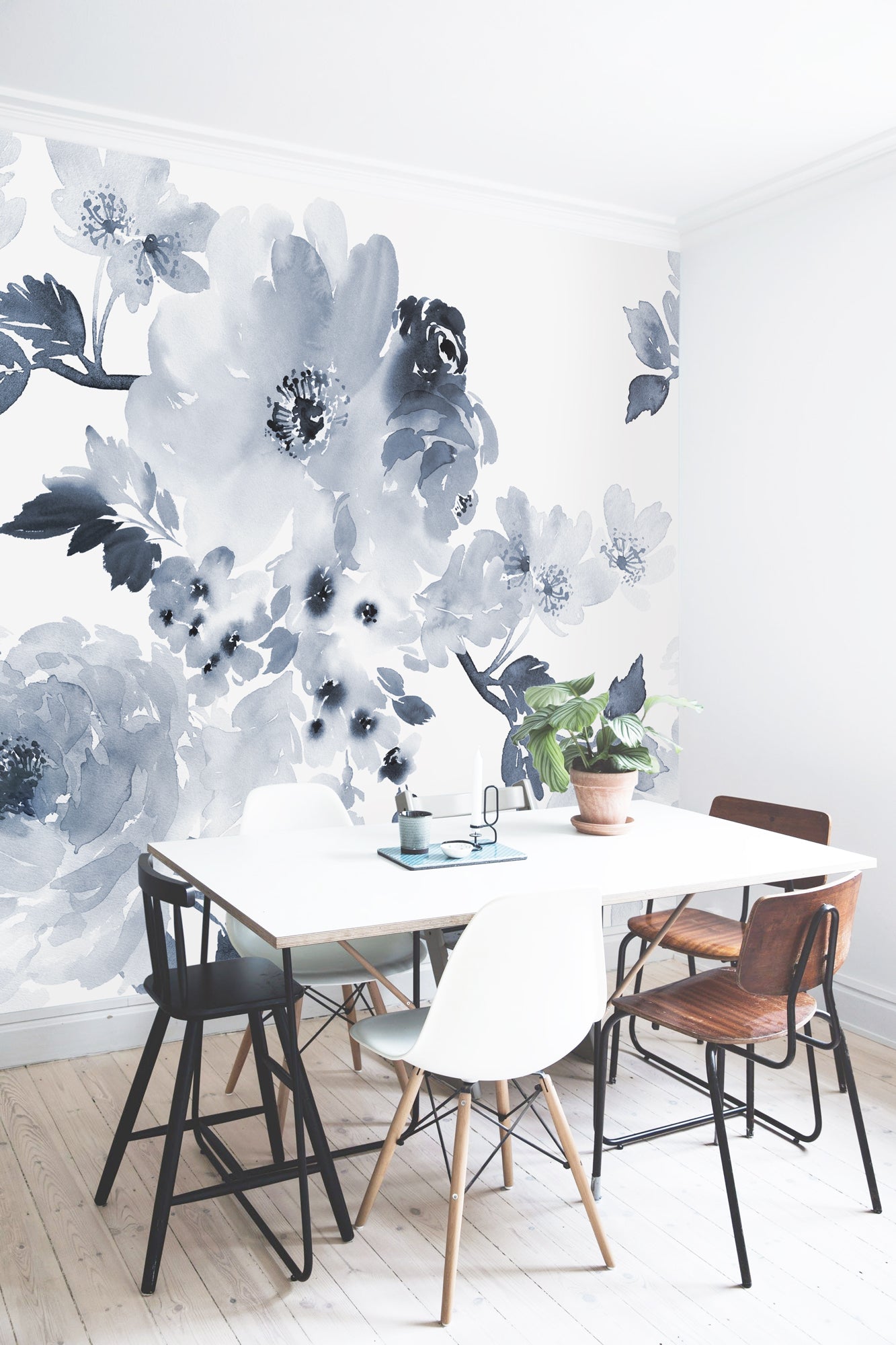 Blue Watercolour Floral Mural – YDS STUDIO