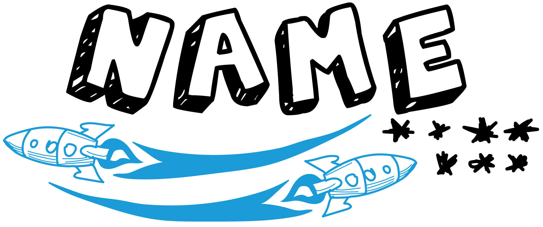 Space rockets with name Wall Decal – YDS STUDIO