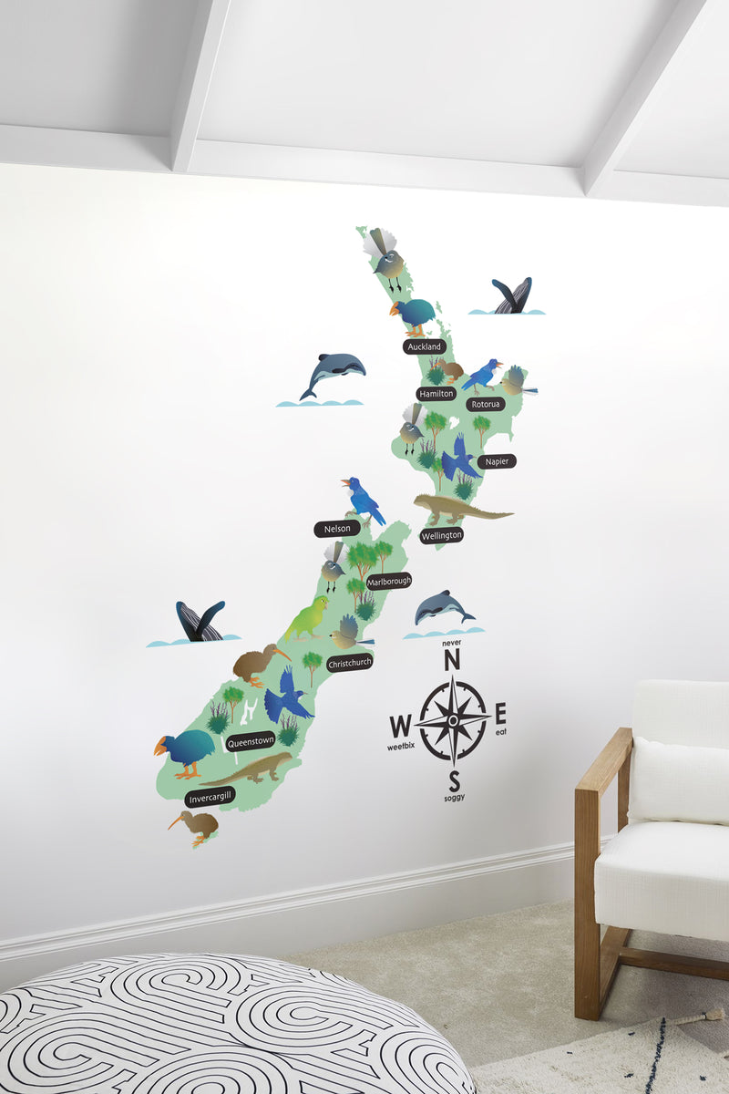 Native Map of NZ Wall Decal – Your Decal Shop